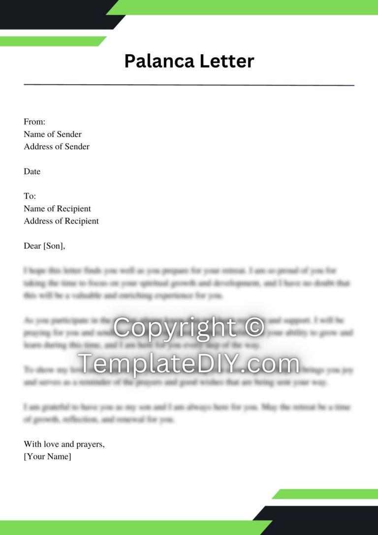 Palanca Letter for Son Retreat Template | Download Now