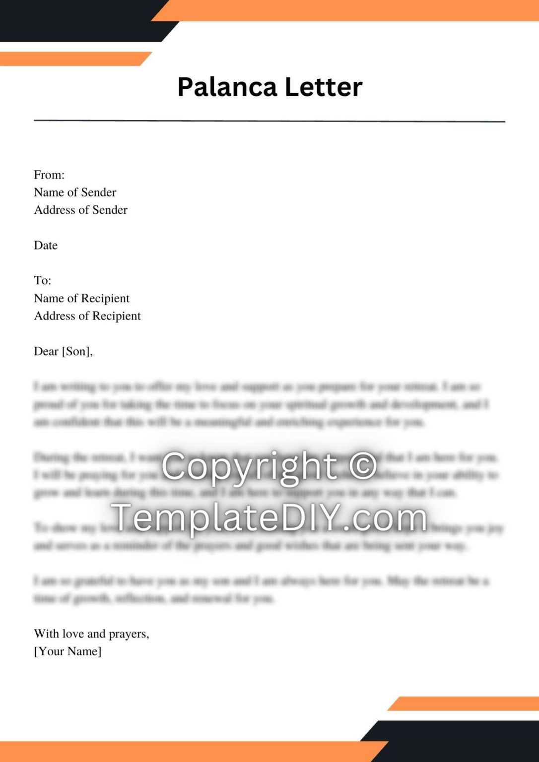 Palanca Letter for Son Retreat Template | Download Now