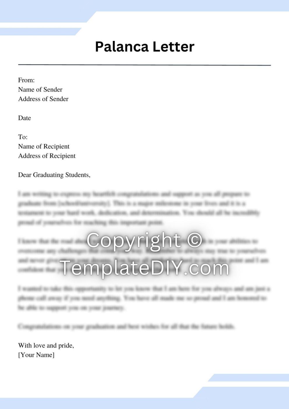 Palanca Letter for Graduating Students | Printable Template