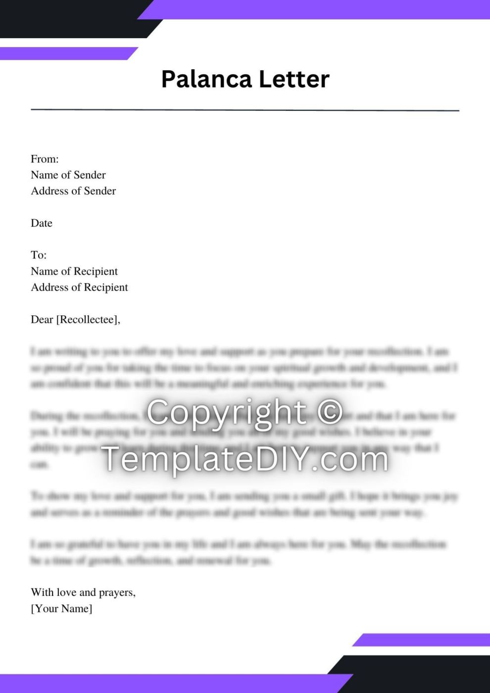 Palanca Letter for Recollection Template | Download Word Example
