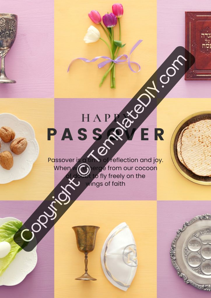 Passover Greeting Card Template Printable PDF, Word