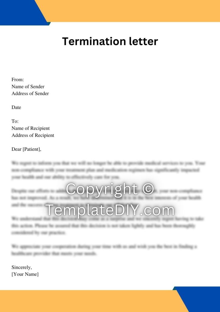 Patient Termination Letter Due to Behavior Template | Download