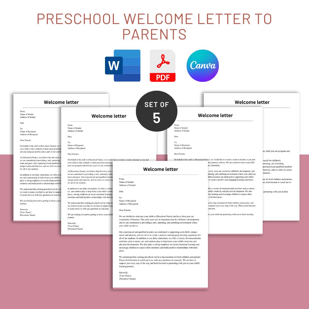 Preschool Welcome Letter to Parents Sample and Examples
