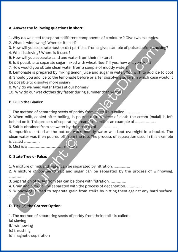 6th Grade Science Worksheets Template Printable PDF, Word