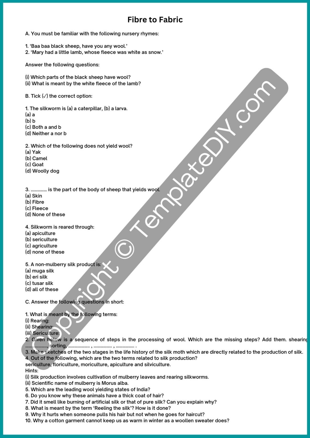 7th Grade Science Worksheets Printable Template PDF, Word