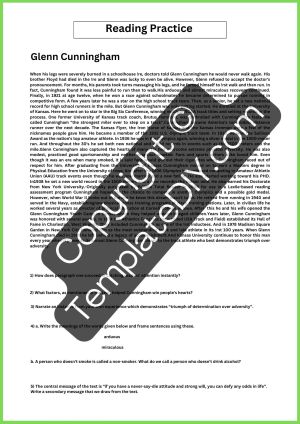 8th Grade Reading Worksheets Template Printable PDF, Word