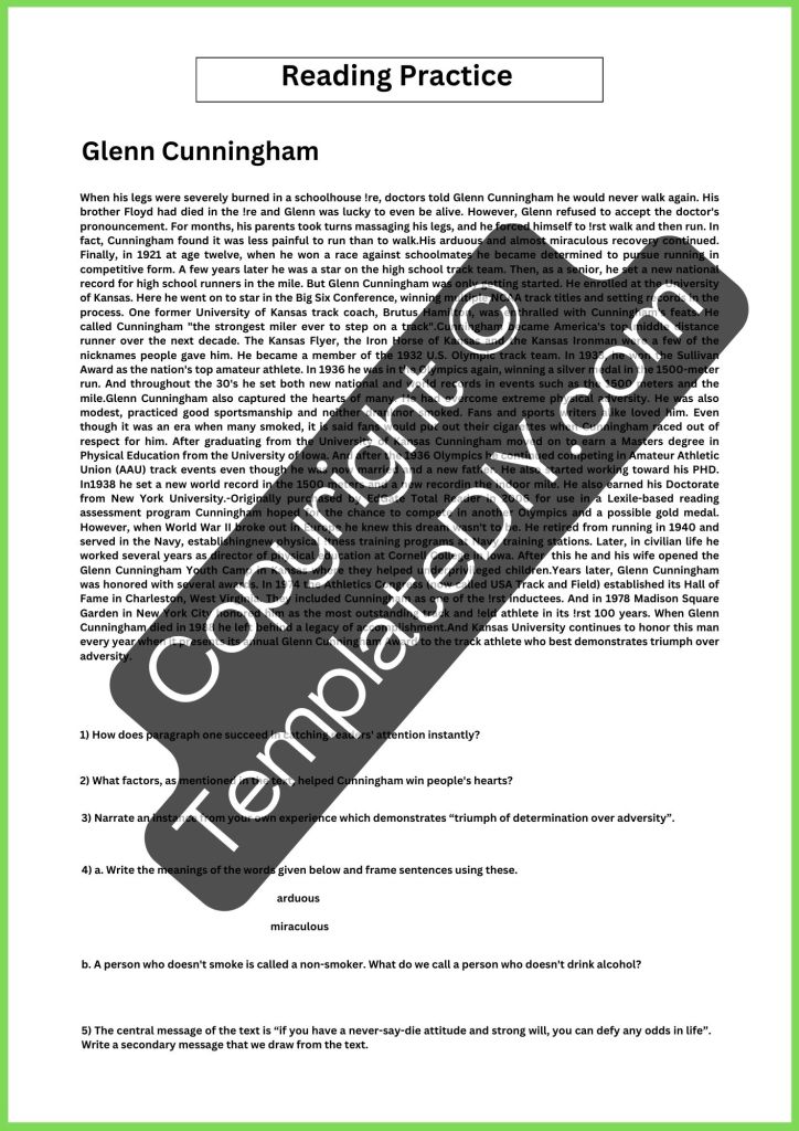 8th Grade Reading Worksheets Template Printable PDF, Word