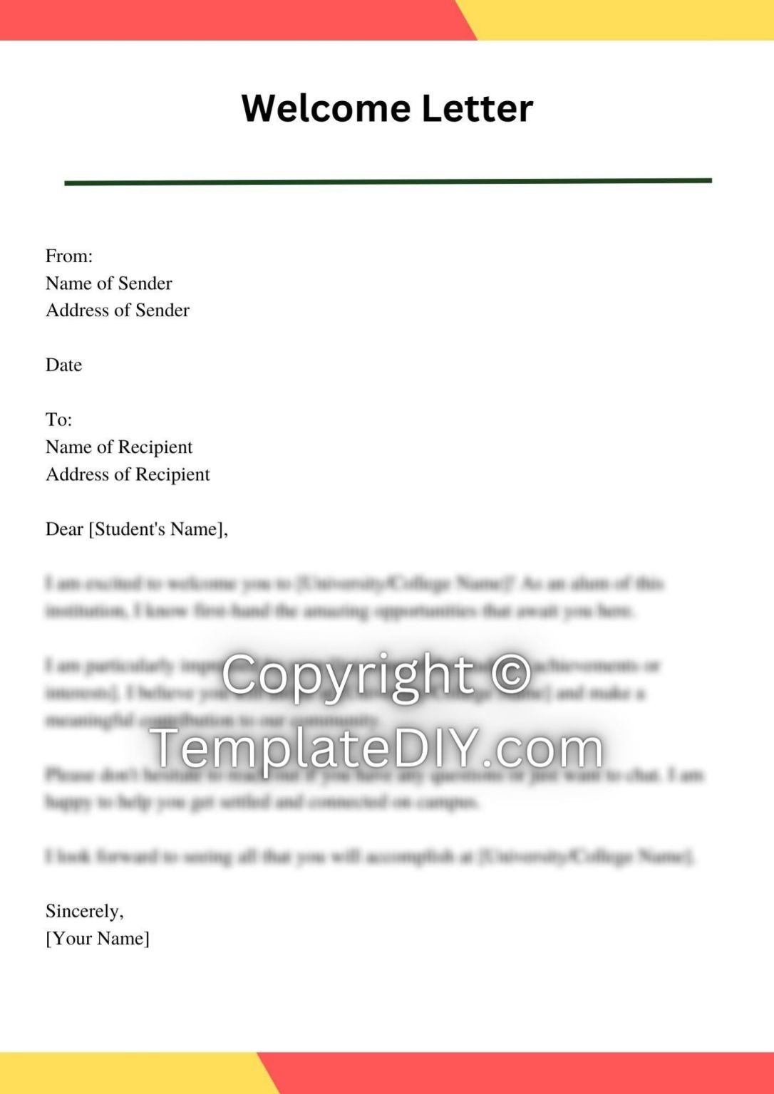 Admission Welcome Letter Sample Template with Examples