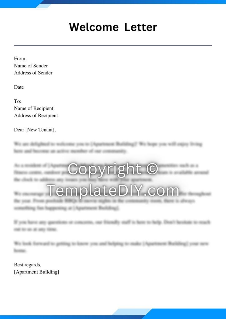 Apartment Welcome Letter Sample with Examples [Word]