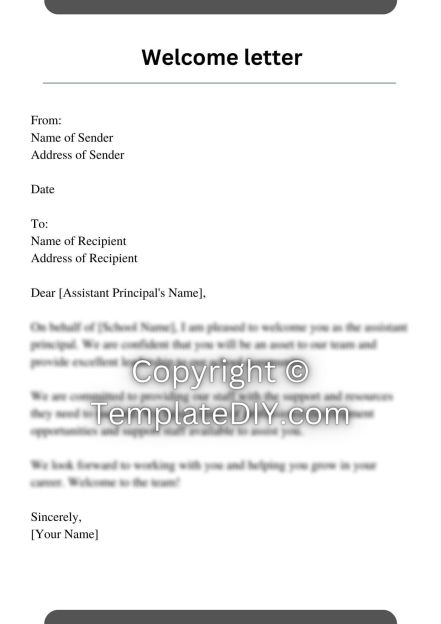 Assistant Principal Welcome Letter Sample with Examples
