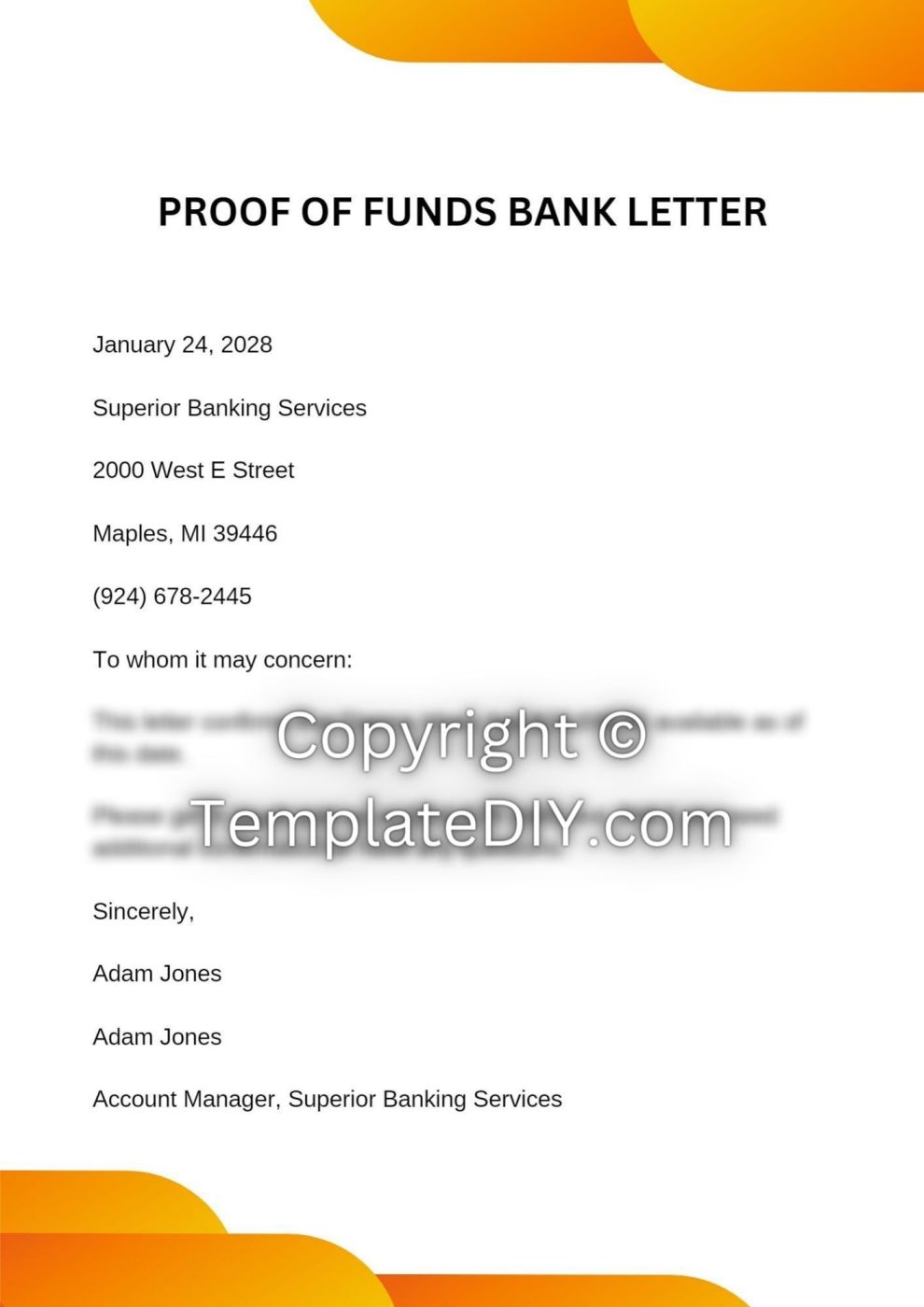 Bank Letter Proof of Funds Sample with Examples [Word]