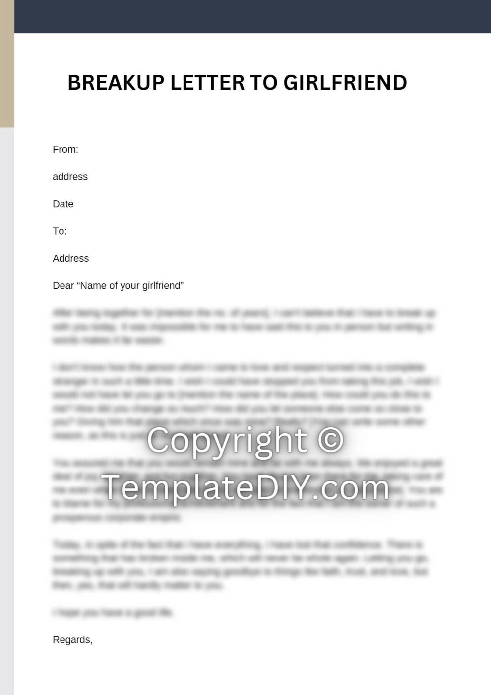 Breakup Letter to Girlfriend Sample with Examples [Word]