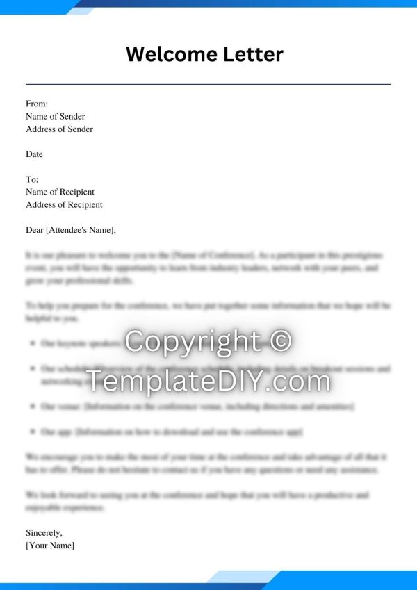 Conference Welcome Letter Sample Template with Examples