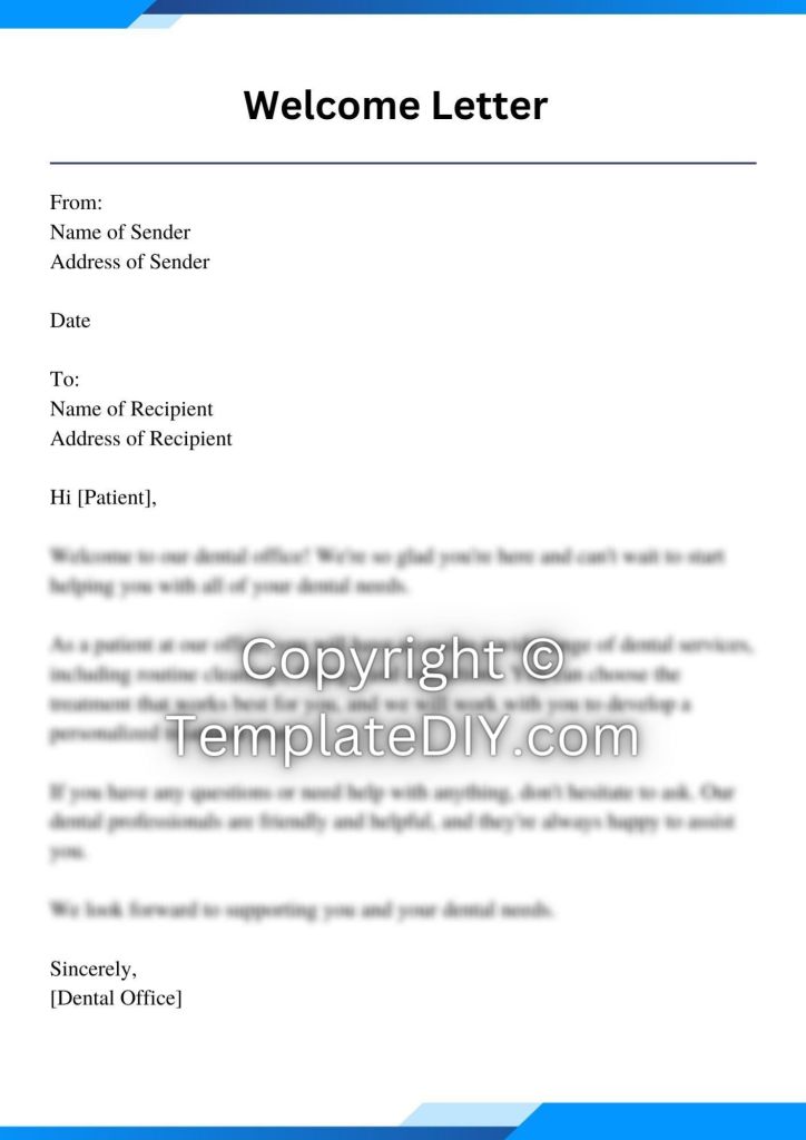 Dental Office Welcome Letter Sample with Examples [Word]