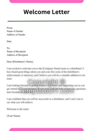 Distributor Welcome Letter Sample Template with Examples