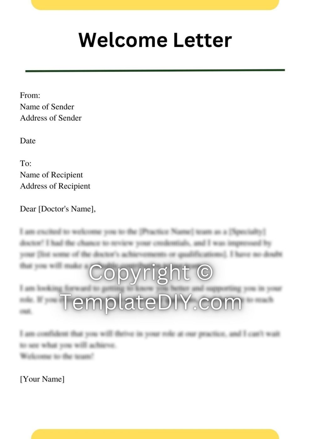 Doctor Welcome Letter Template Printable PDF & Word
