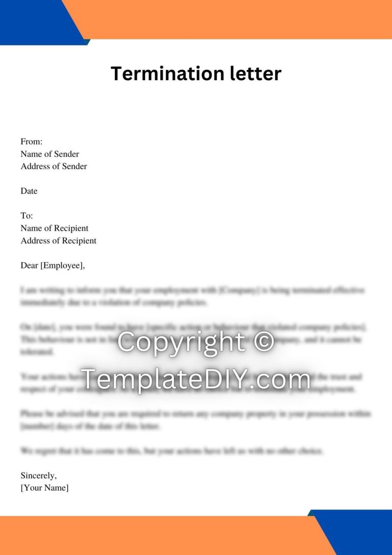 Employee Termination Letter for Cause Sample and Examples