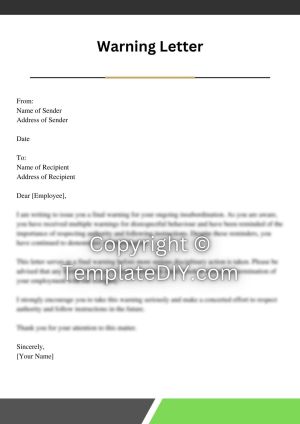Employee Warning Letter for Insubordination Sample Examples
