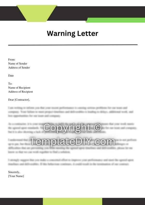 Employee Warning Letter for Late Coming Sample [Word]