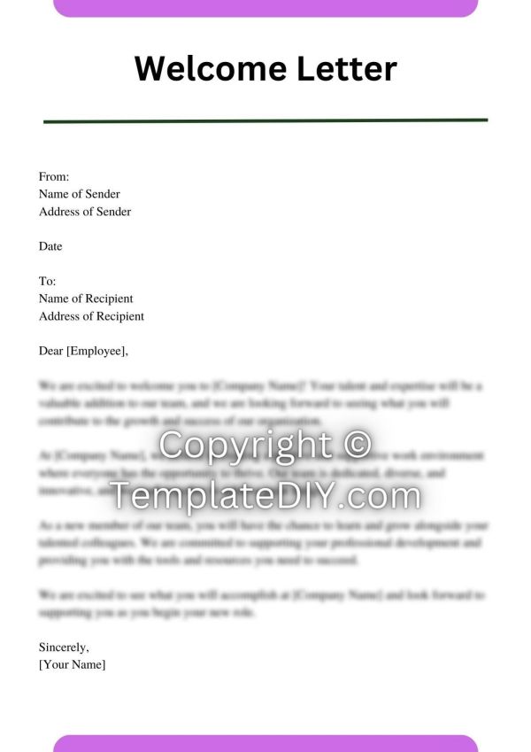 Employment Welcome Letter Sample with Examples [Word]