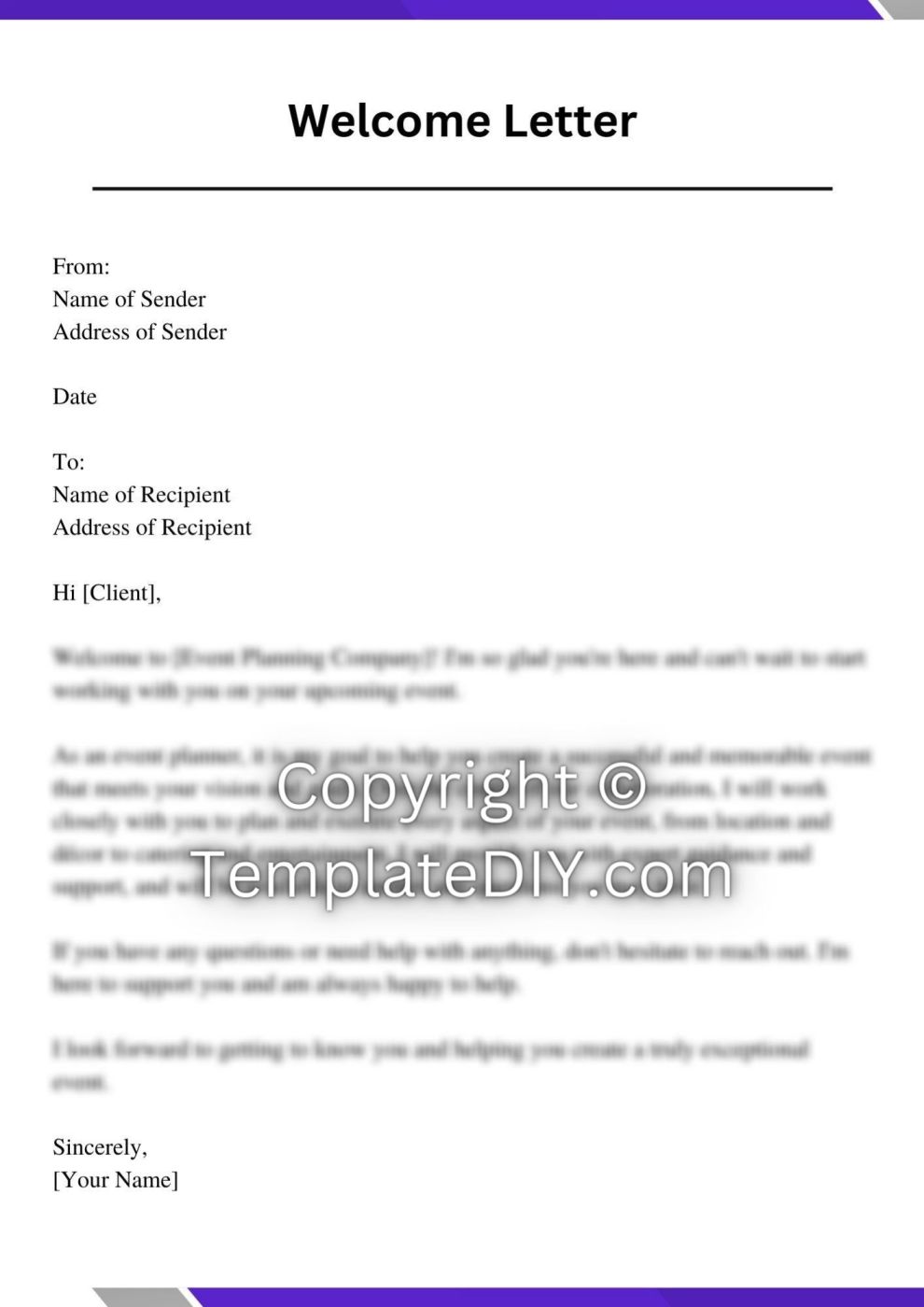 Event Planner Welcome Letter Sample with Examples [Word]