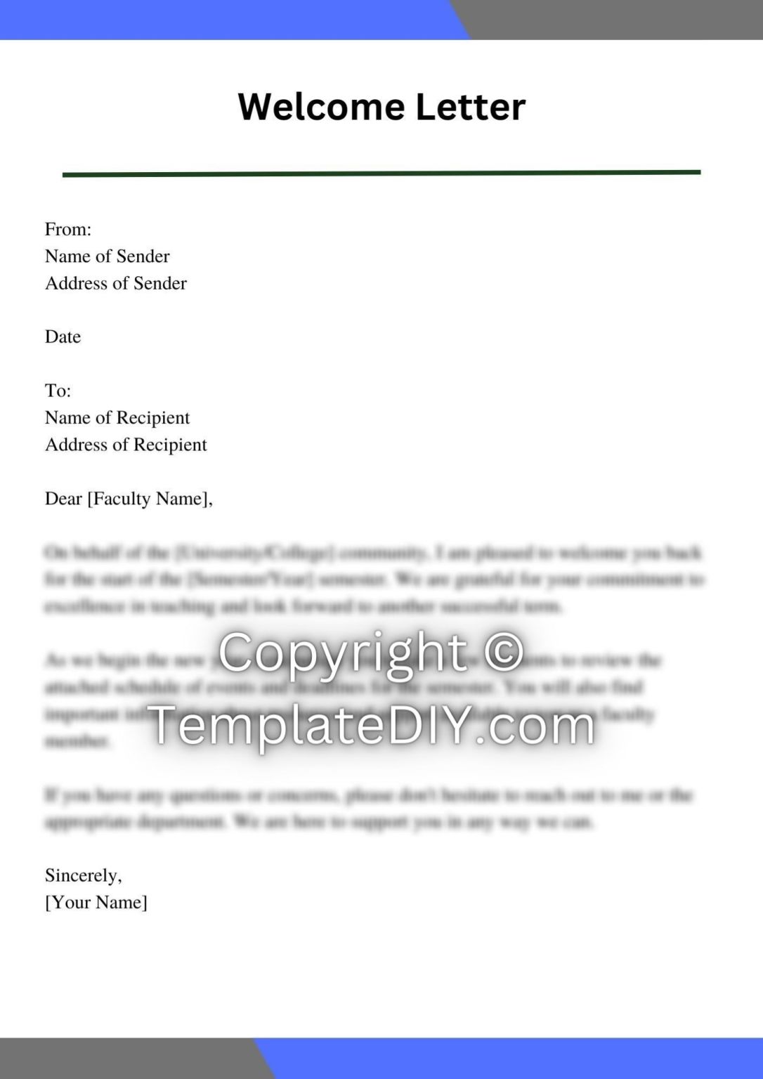 Faculty Welcome Back Letter Sample with Examples [Word]