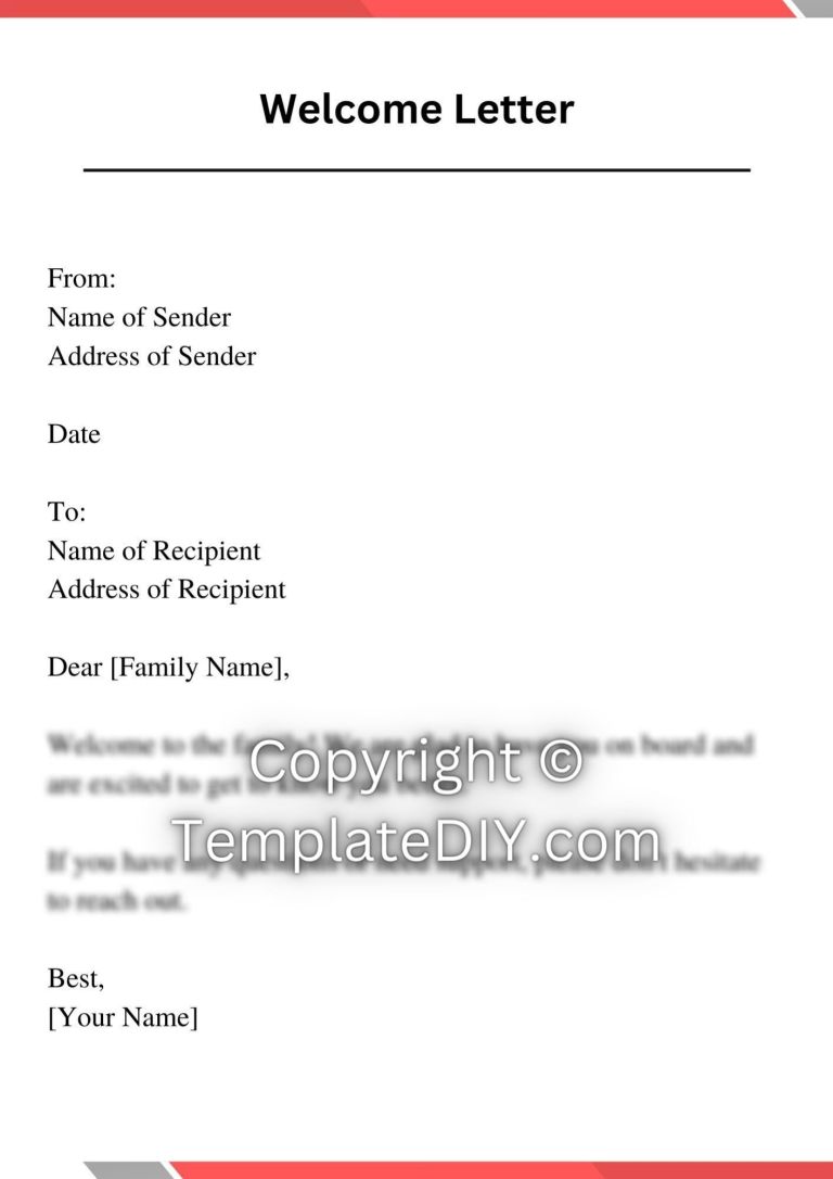 Family Welcome Letter Sample with Examples [Word Editable]