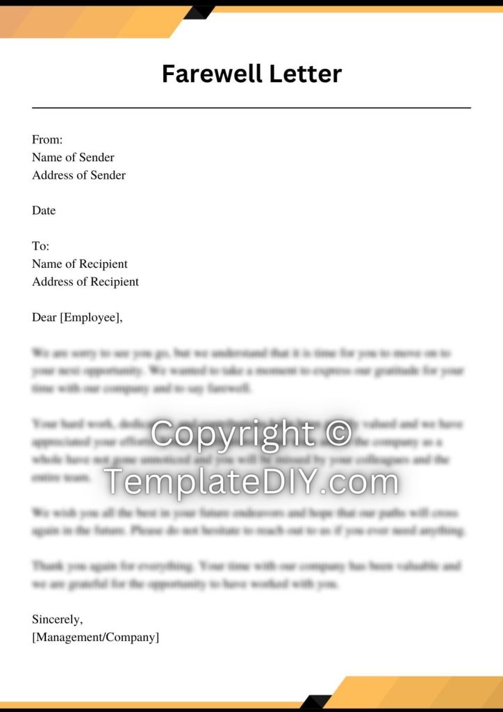 Farewell Letter to Resigning Employee Sample with Examples
