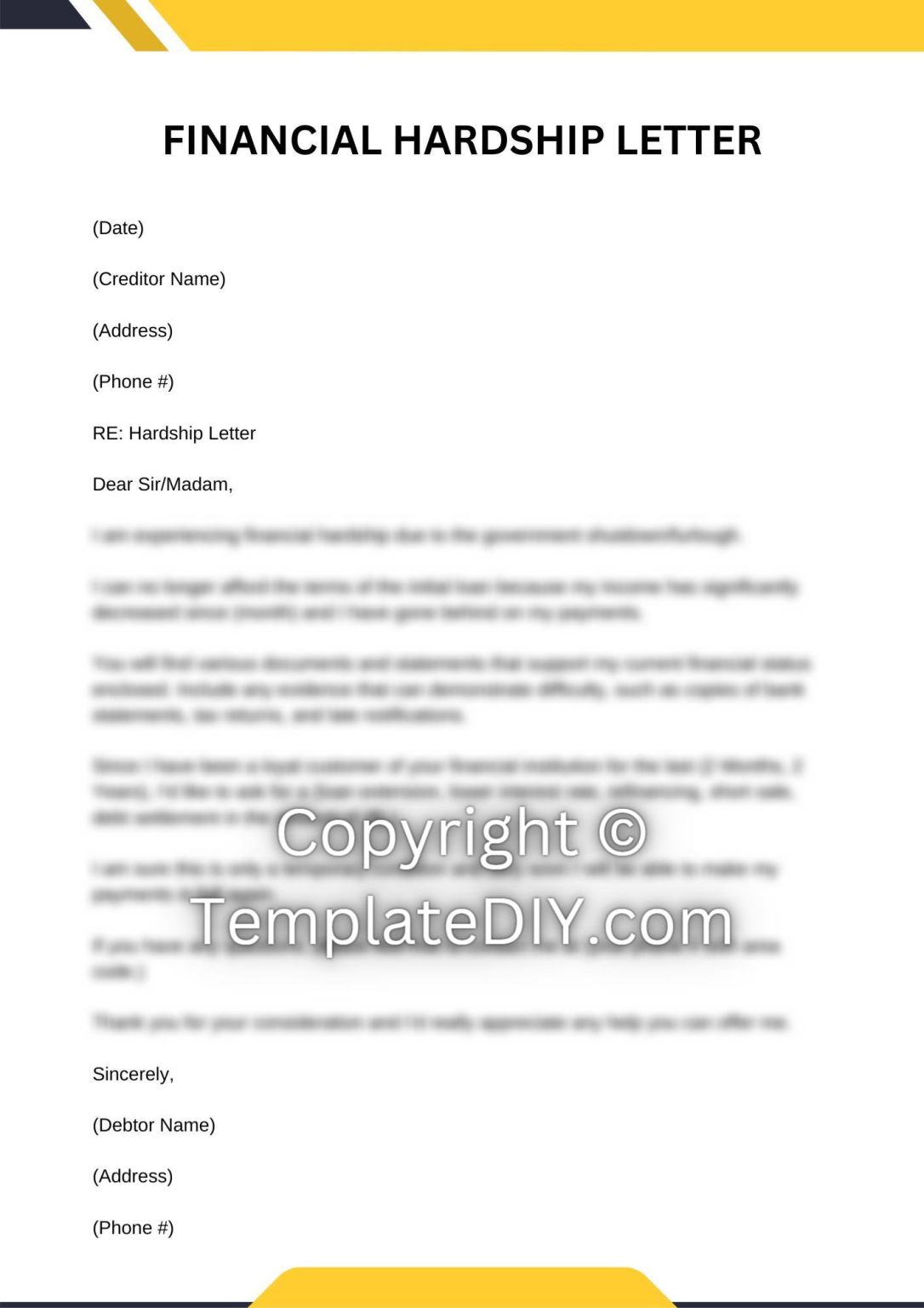 Financial Hardship Letter Template | Download Word Example