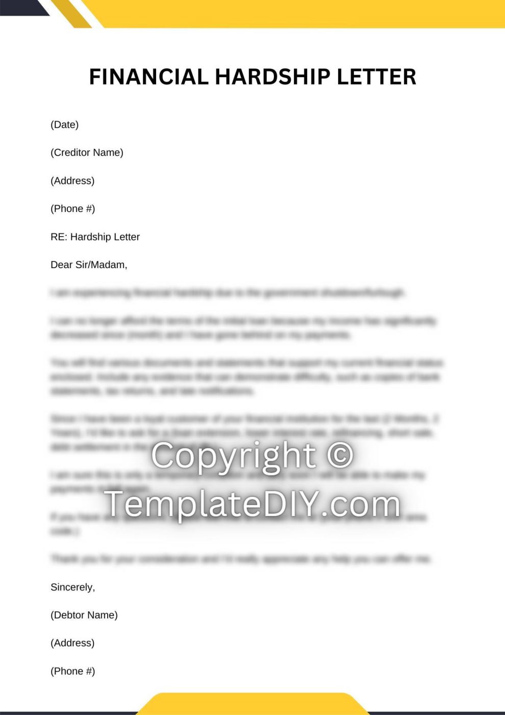 Financial Hardship Letter Template | Download Word Example