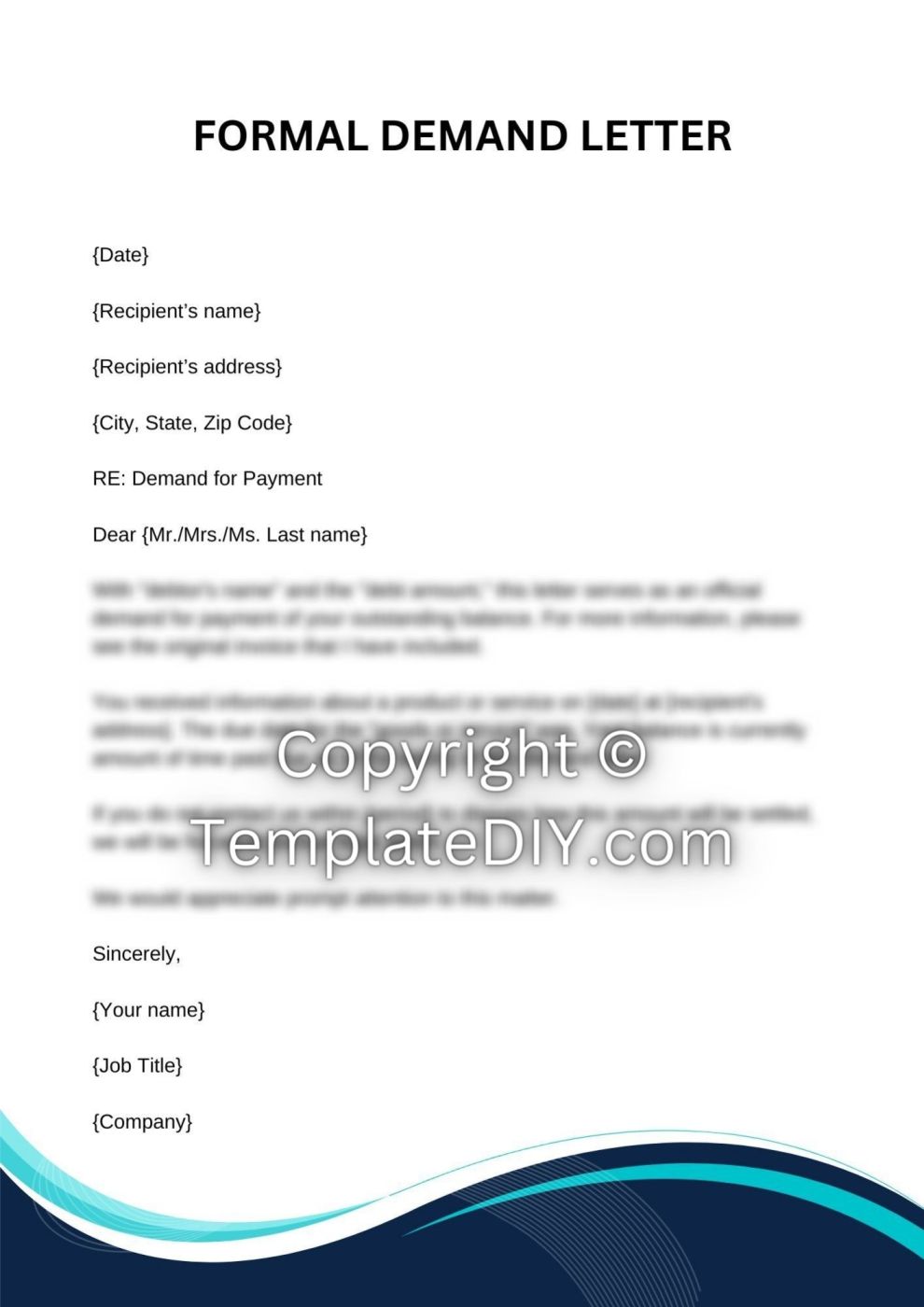 Formal Demand Letter Sample with Examples [Word Editable]