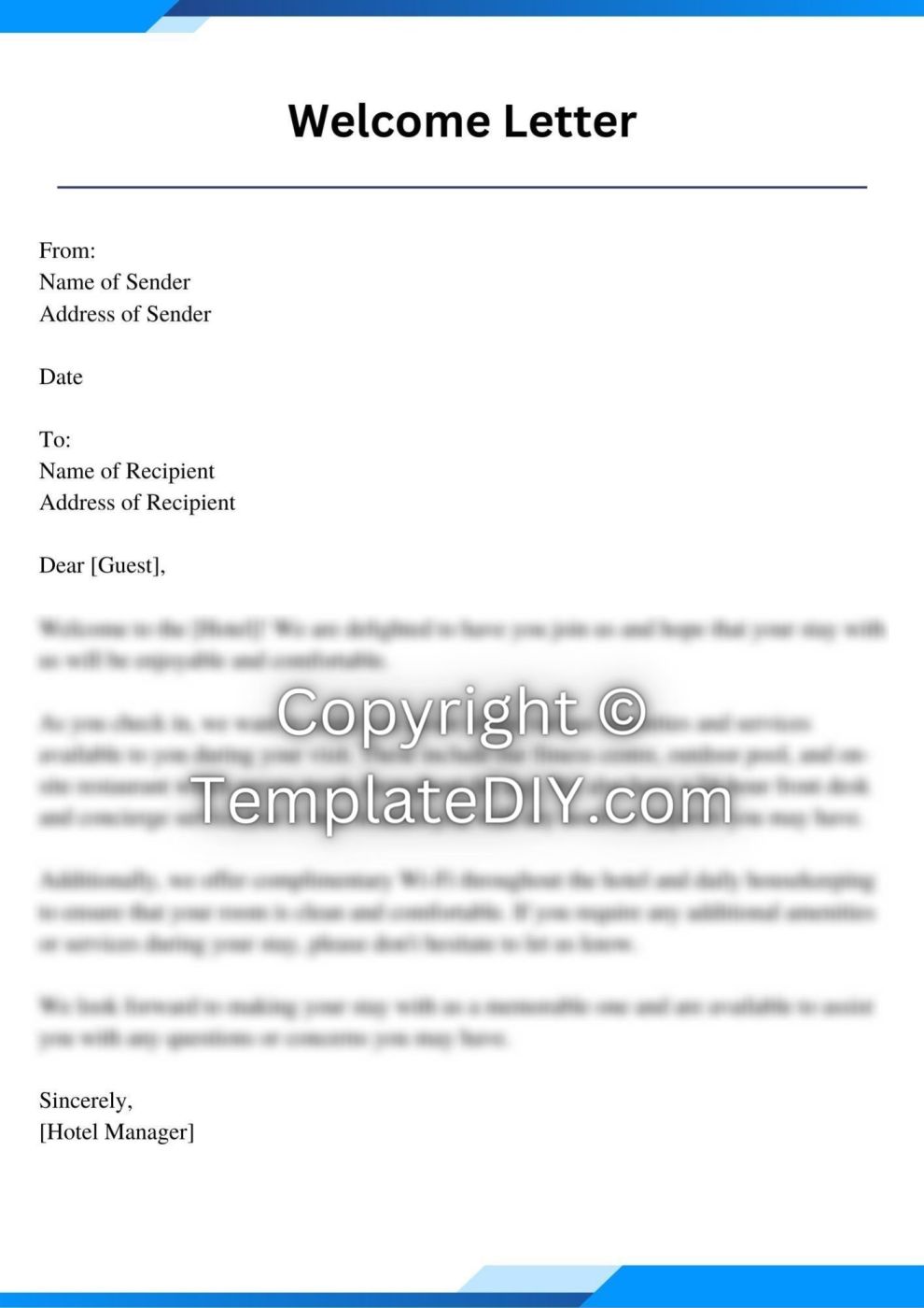 Hotel Welcome Letter Sample with Examples [Word Editable]