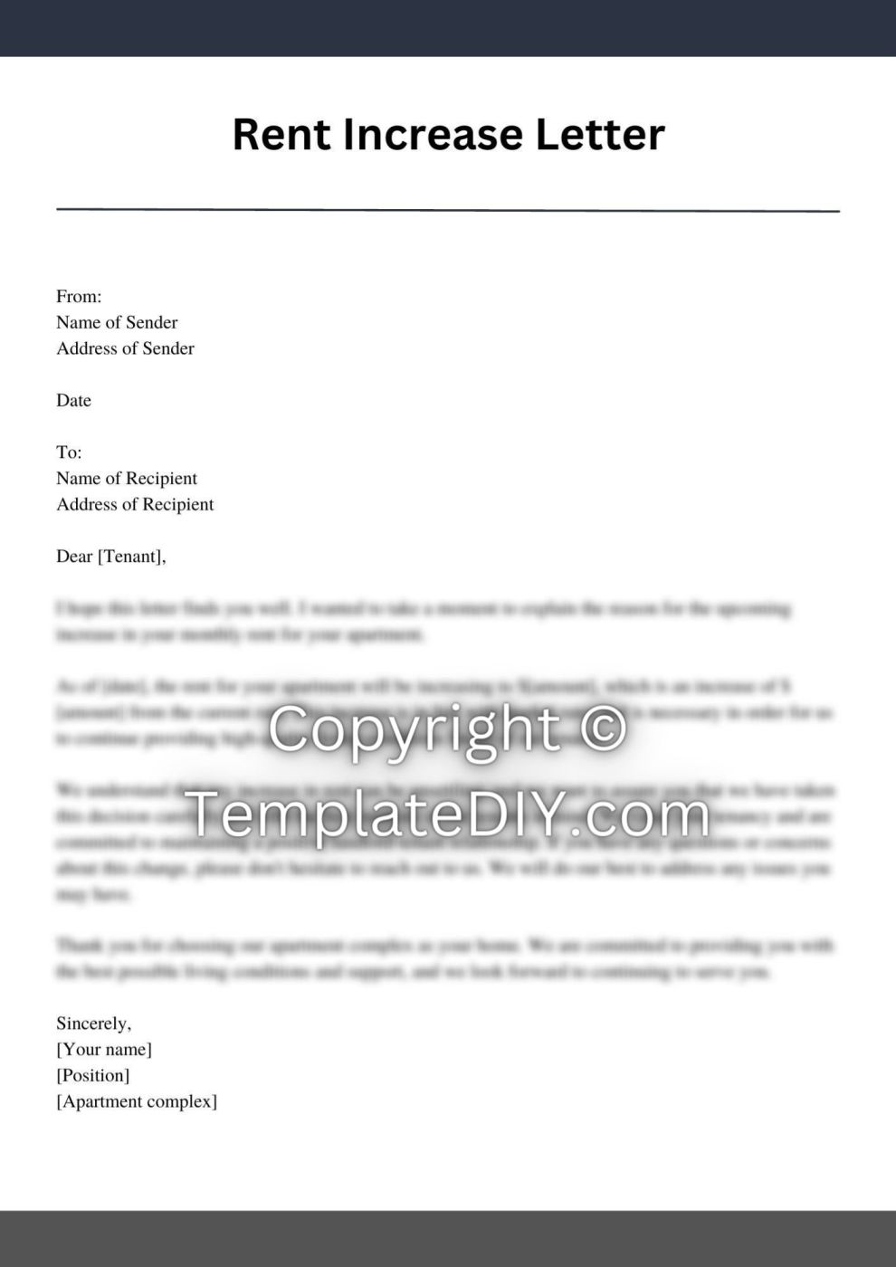 Landlord Friendly Rent Increase Letter Template | Download Now