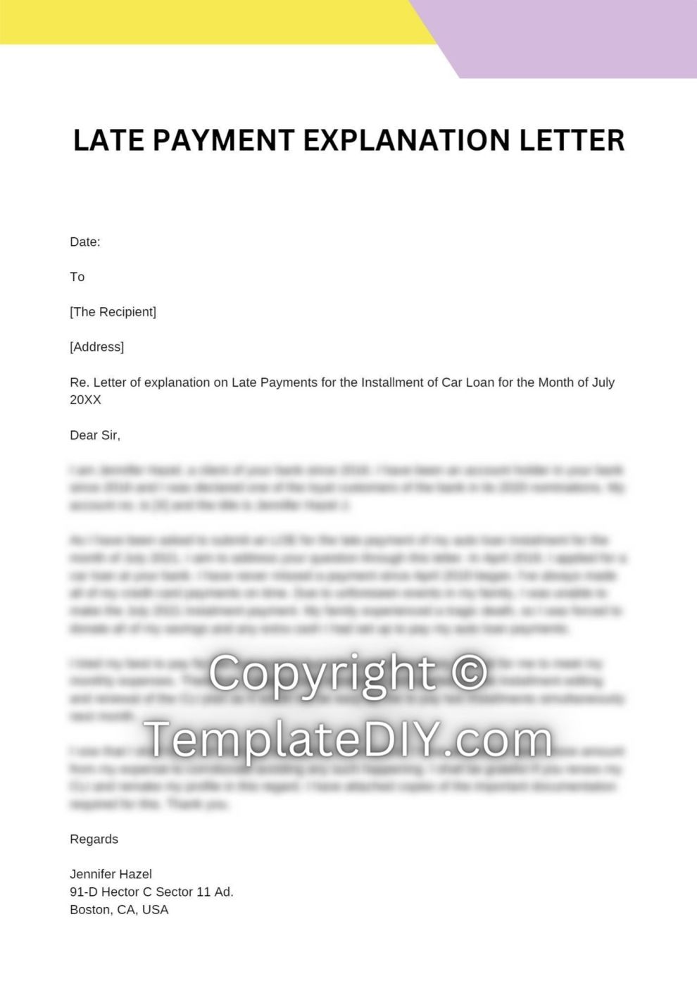 Late Payment Explanation Letter Template – Instant Download