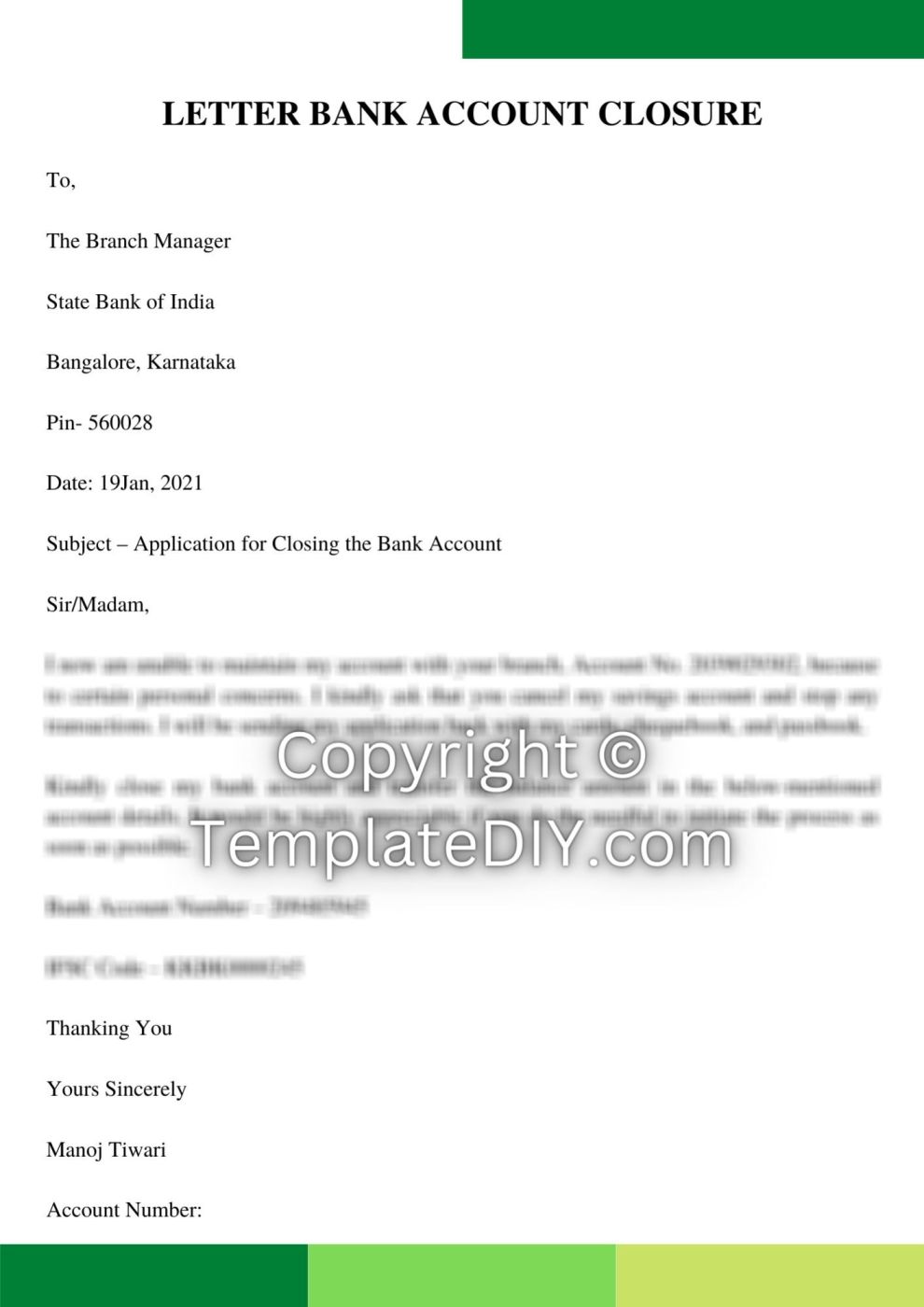 Bank Account Closure Letter Sample & Template | Download Now