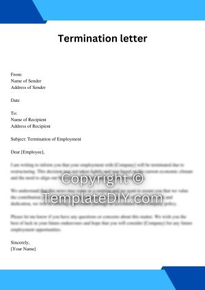 Letter of Termination of Employment Due to Restructuring