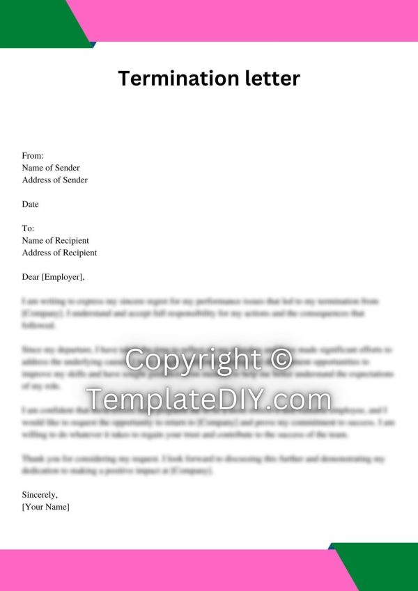 Letter to Request Rehire After Termination Sample [Word]