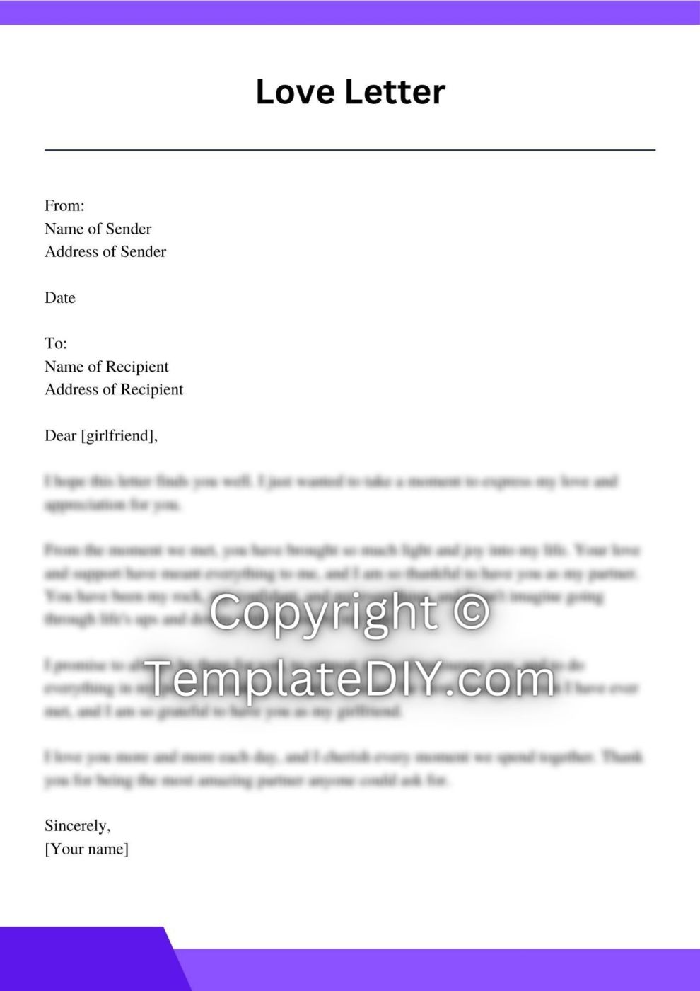 Love Letter for Gf Sample with Examples [Word Editable]