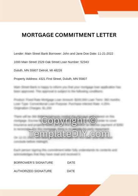 Mortgage Commitment Letter Sample with Examples [Word]
