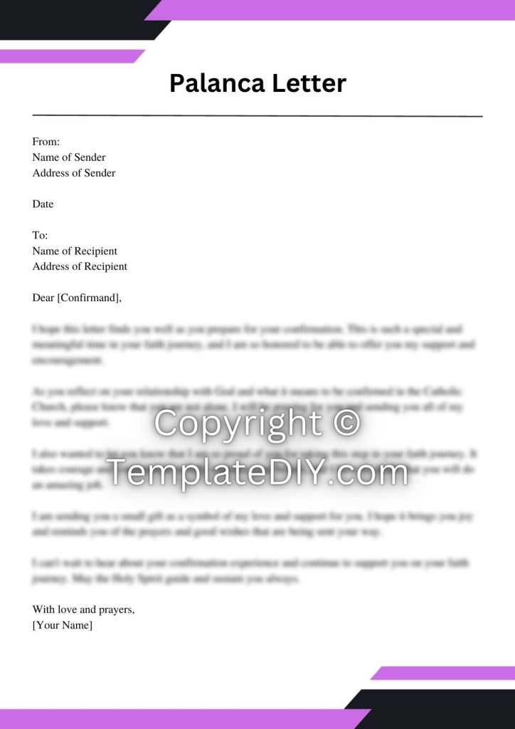 Palanca Letter for Confirmation Template | Printable Download