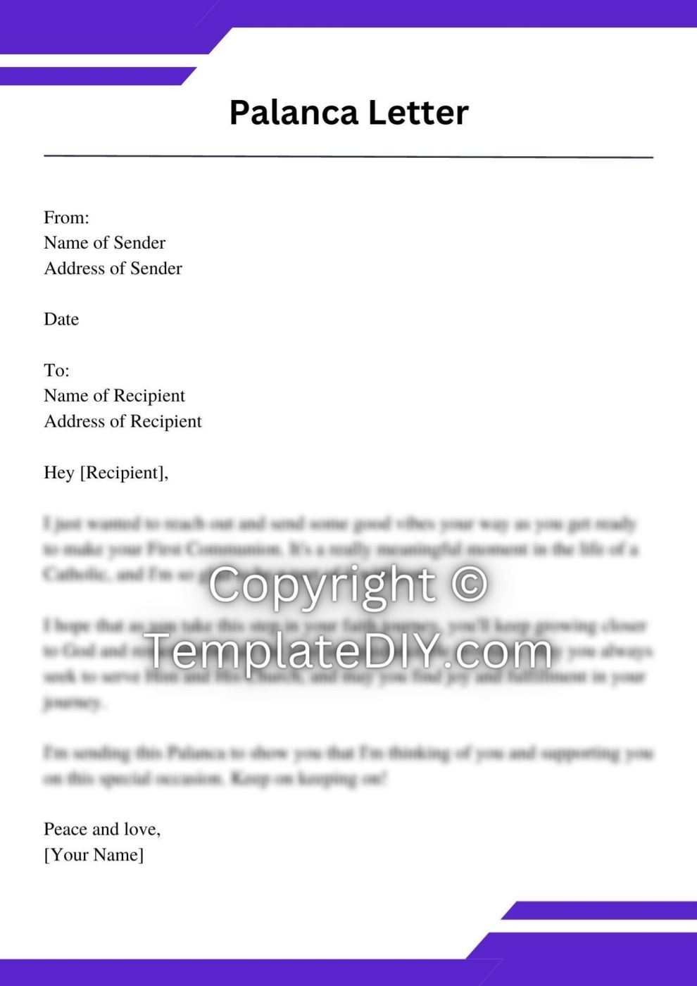 Palanca Letter for First Communion | Editable Templates