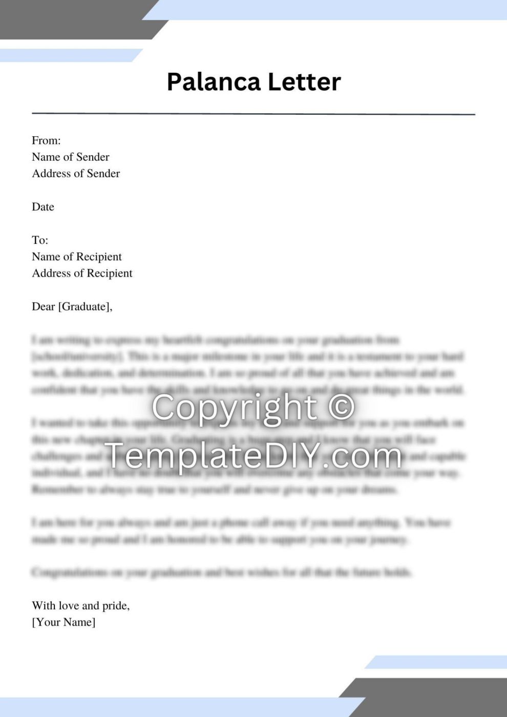 Palanca Letter for Graduation Sample with Examples [Word]