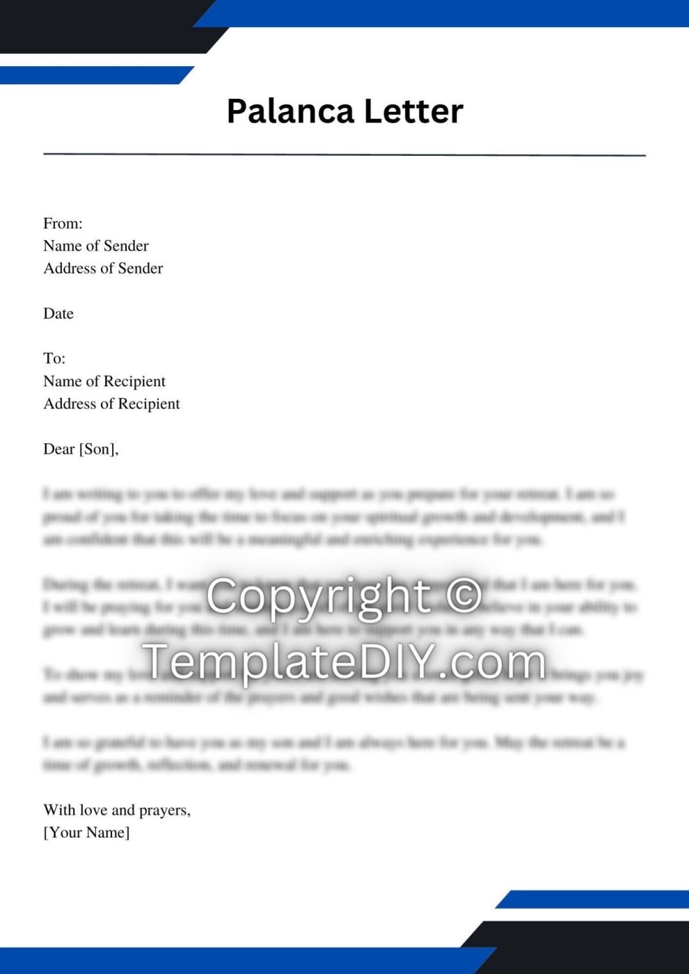 Palanca Letter for Son Retreat Template | Download Now