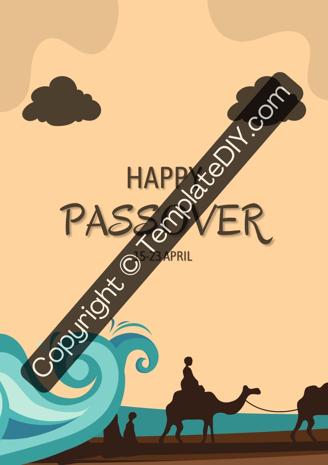 Passover Greeting Card Template Printable PDF, Word