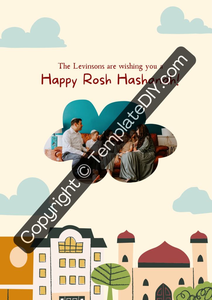 Rosh Hashanah Greeting Card Template Printable PDF, Word