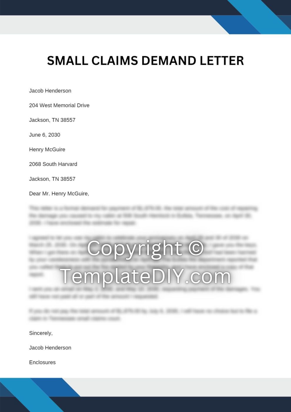 Small Claims Demand Letter Sample Template with Examples