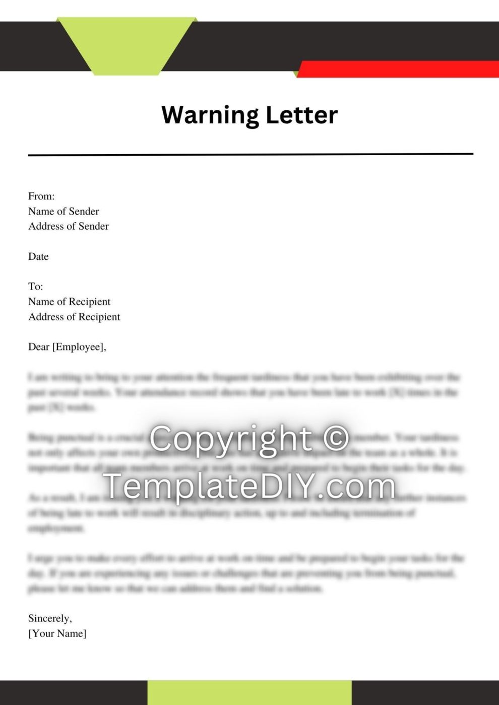 Warning Letter for Attendance Issue Sample with Examples