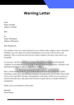 Warning Letter for Dress Code Sample with Examples [Word]