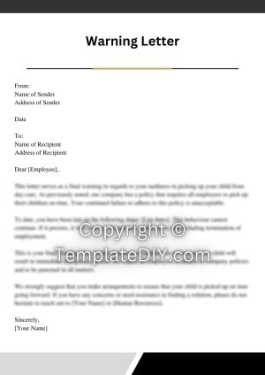 Warning Letter for Late Pick Up Template (PDF/Word)