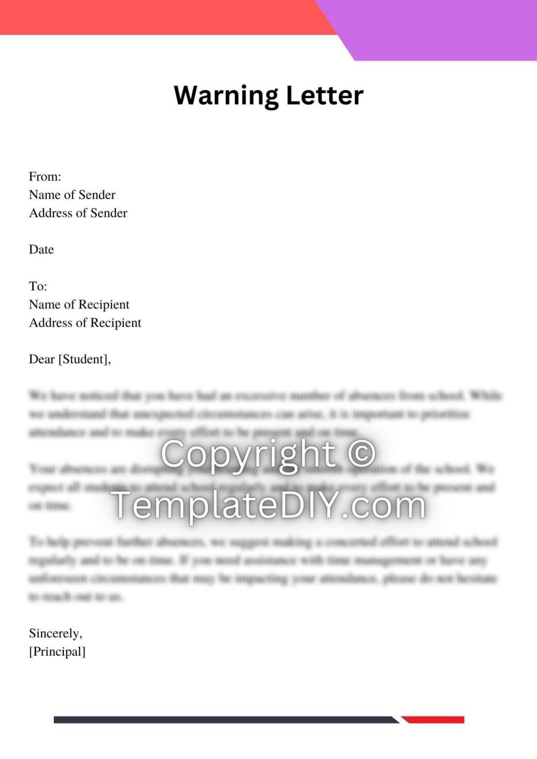 Warning Letter to Students for Absences Sample and Examples